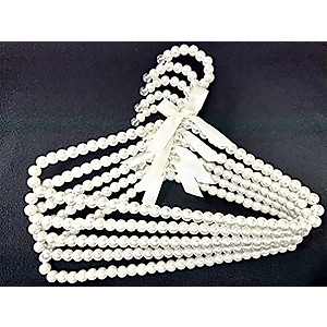 Pearl Clothes Beads Hangers for Kids Baby Girl Infant Toddler Childerns for Fancy Dress Closet Hanger Elegant Gift Ideas Metal Hangers (5 Pack) White