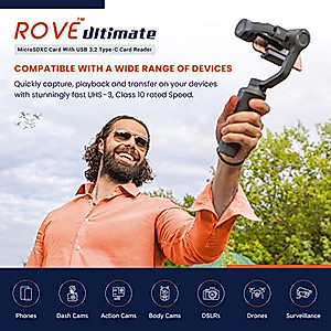 ROVE Ultimate Micro SD Card microSDXC 256GB Memory Card with USB 3.2 Type C Card Reader 170MB/s C10, U3, V30, 4K, A2 for Dash Cam, Android Smart Phones, Tablets, Games