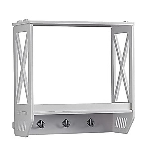 J JINXIAMU Bathroom Shelves,Bathroom Wall Cabinet Great for Save Small Space,Bathroom Wall Storage Over Toilet Shelf for Storing Bathroom Items,Wall Shelves with Key Holder for Entryway,White