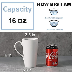 Buyajuju Large Coffee Mugs Set, 16 OZ Tall Coffee Cups with Handle, White Coffee Mugs Set of 4 for Coffee, Tea, Cocoa, Latte, Milk