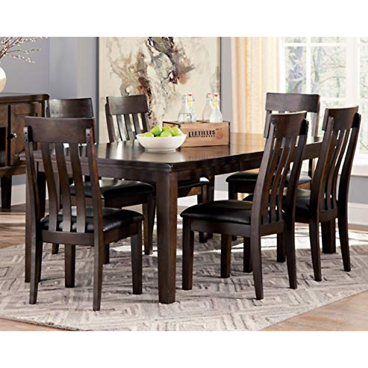Signature Design by Ashley Haddigan Traditional Rectangular Dining Extension Table, Seats up to 8, Dark Brown