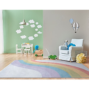 Well Woven Rainbow Stripes Multicolor 5' x 7' Apollo Kids Collection