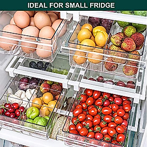 LALASTAR Small Fridge Drawer Organizer, Mini Refrigerator Drawers Storage Box, Pull Out Refrigerator Storage Drawers for Food, Drinks, Fit for Fridge Shelf Under 0.6" (4-grid) Dividers Are Removable