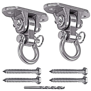 IOH 2 Pcs Heavy Duty Swing Hangers Stainless Steel 304 antirust【2000 lb Capacity】 180° Silent Swing, Playground Porch Yoga Seat Trapeze, Hammock Chair, Hanging Kit, Swing Set Indoor Outdoor