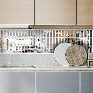 XIHACTY 64 Pcs Peel and Stick Beveled Mirror Glass Tile.2.5x1 Inch Mirror Backsplash Tiles. Cute Mirror Strip Tile for Kitchen, Bathroom Wall. 64 Pcs