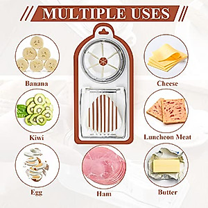 Egg Slicer for Hard Boiled Eggs, Kitchen Egg Cutter Wire Egg Cutter Heavy Duty Egg Cutter Dishwasher Safe, 2 in 1 Stainless Steel Egg Slicer Cutter for Strawberries, Kiwis, Sausage