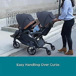 Contours Curve V2 Convertible Tandem Double Baby Stroller & Toddler Stroller - Twin Stroller, 360 Turns, Removable and Reversible Seats, Infant Car Seat Compatibility - Black Herringbone
