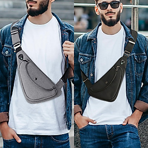 Peicees Shoulder Bag for Men Casual Sling Pack Women Mini Crossbody Chest Bags Men's Flip Small Backpack Lightweight Slim Durable Multipurpose Water Resistant (Black)