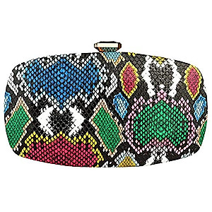 Gets Multicolor Snakeskin Purse for Women Box Evening Bag Green Snakeskin Clutch Handbag Party Wedding (Green)