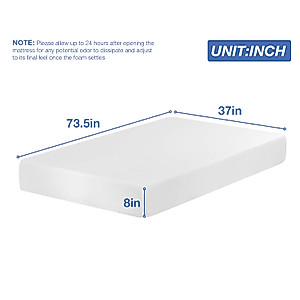 Dkelincs 8 Inch Twin Mattress Cooling Gel Memory Foam Mattress Medium Firm Feel Mattresses CertiPUR-US Certified Mattress Twin Size for Cool Sleep, White