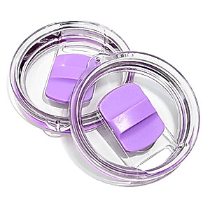 2pcs 30 ​oz Magnetic Tumbler Lid - Compatible with YETI Rambler, Ozark Trail, Old Style Rtic and More - Magnetic Slider Switch Spill Proof Tumbler Cover (2pcs purple /20 oz)