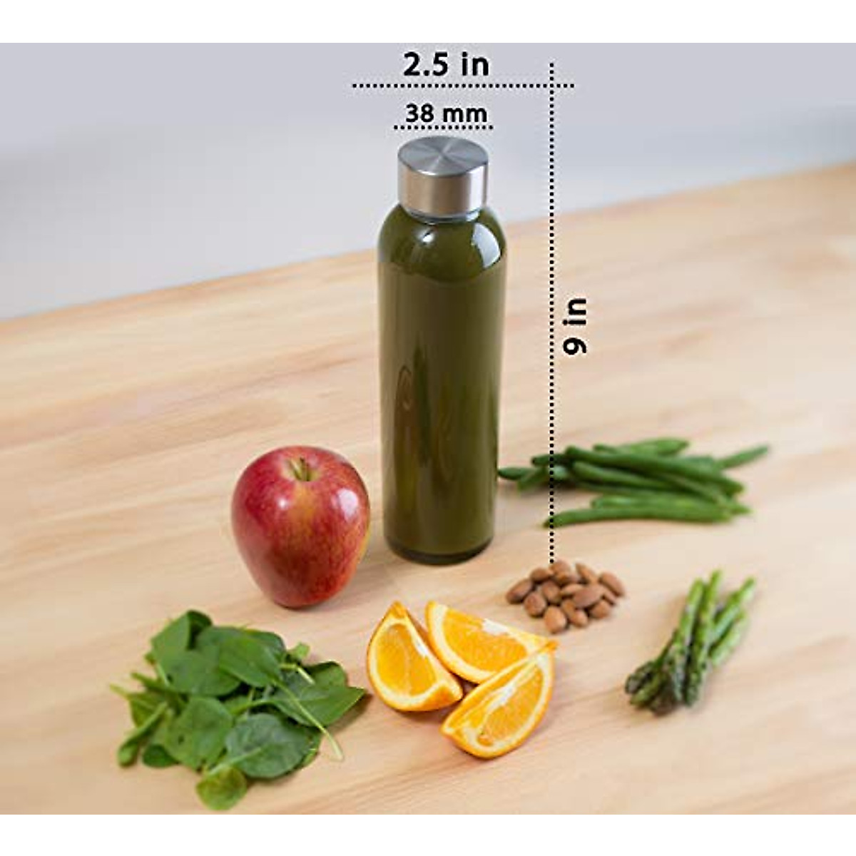 Epica 18 oz Clear Glass Bottles with Lids | Natural BPA Free Eco Friendly , Reusable Refillable Water Bottles for Juicing | Wide Mouth Liquid Storage Containers for Refrigerator | Water Bottle Set of 6