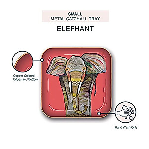 Small Metal Catchall Tray by Studio Oh! - Eli Halpin Elephant - 3.75" x 3.75" - Dish Tray with Unique Full-Color Artwork - Holds Jewelry, Change, Paperclips & Trinkets