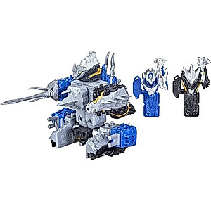 Power Rangers Dino Fury Blue Tricera Blade and Black Stego Spike Zord Toys for Kids Ages 4 and Up Zord Link Mix-and-Match Custom Build System