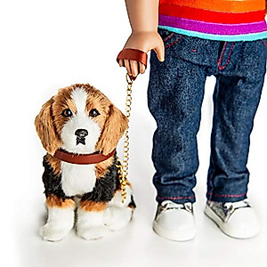 THE QUEEN'S TREASURES 18 Inch Doll Pets, Beagle Puppy Dog Pet Friend with Leash and Collar, Compatible for Use with American Girl Dolls