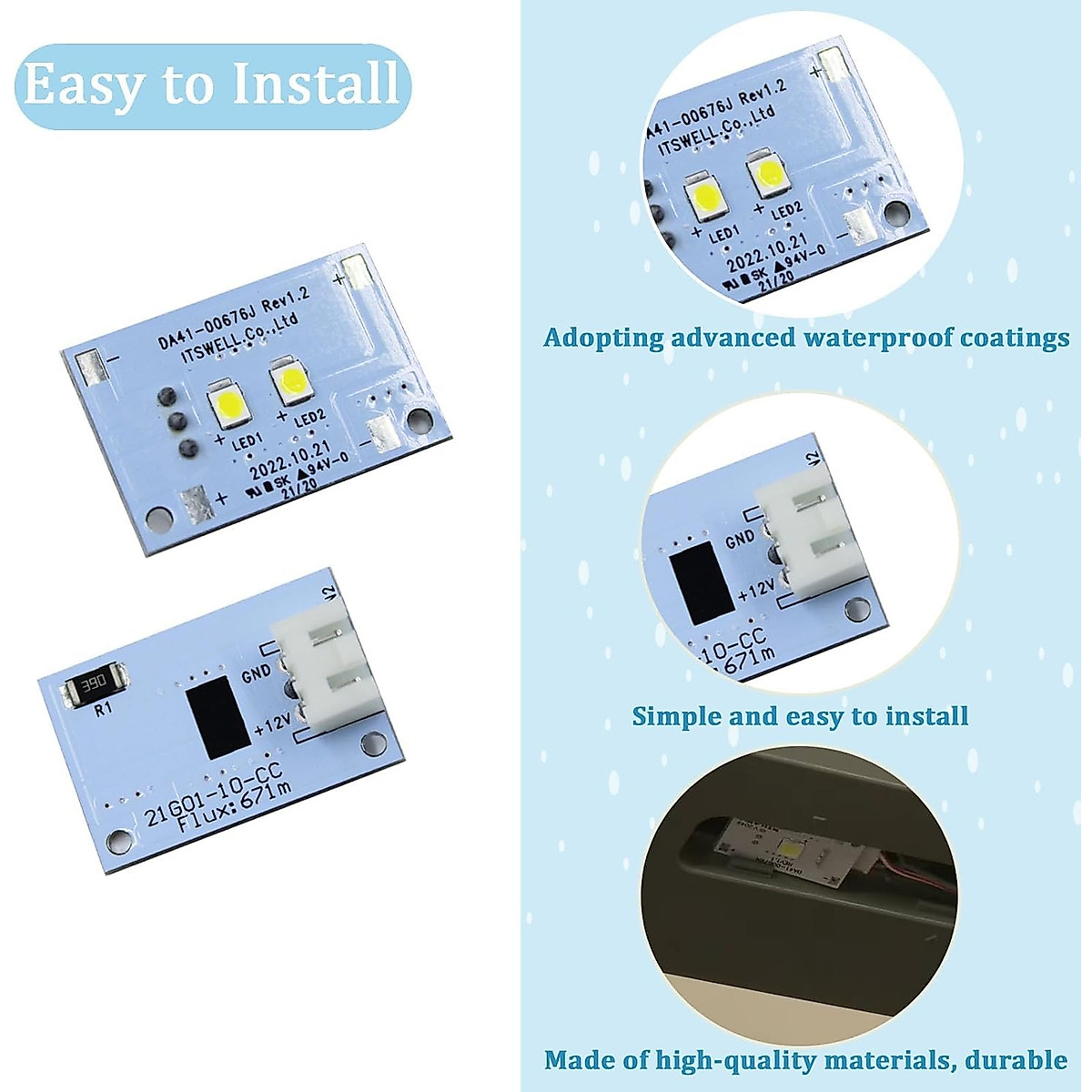 DA41-00676J LED Light Board Fits for Samsung Refrigerator Refrigerators LED Light - AP6000168 PS11732779 EAP11732779 (1 Pack)