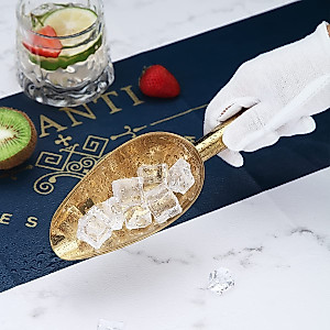 Berglander Stainless Steel Gold Ice Scoop 6 OZ, Titanium Golden Plating Metal Ice Scooper For Ice Maker, Multipurpose For Candy Wedding Kitchen Bar Party, Pet Animal Dog Food Scoop Beach Shovel