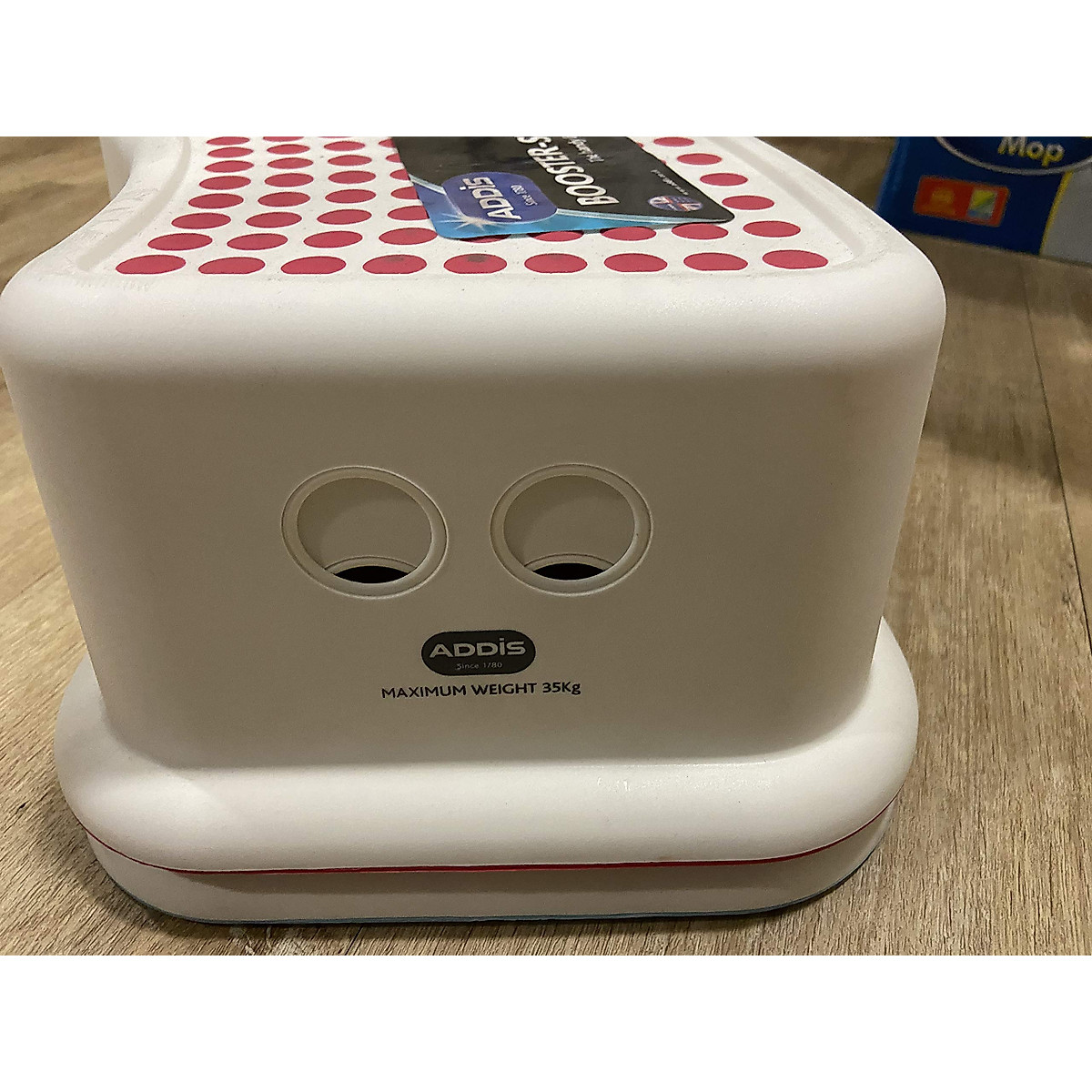 Addis Kids Bathroom Booster Step Stool, White/Blue, 24 x 36.5 x 13 cm