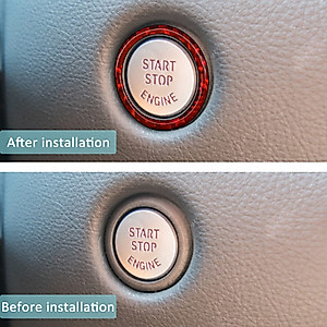 Agulier Engine Start Stop Button Ring Cover Carbon Fiber Keyless One Click Push Start Button Trim Panel Sticker Interior Accessories Decoration for Toyota Supra GR A90 A91 MK5 2019-2022(Red)