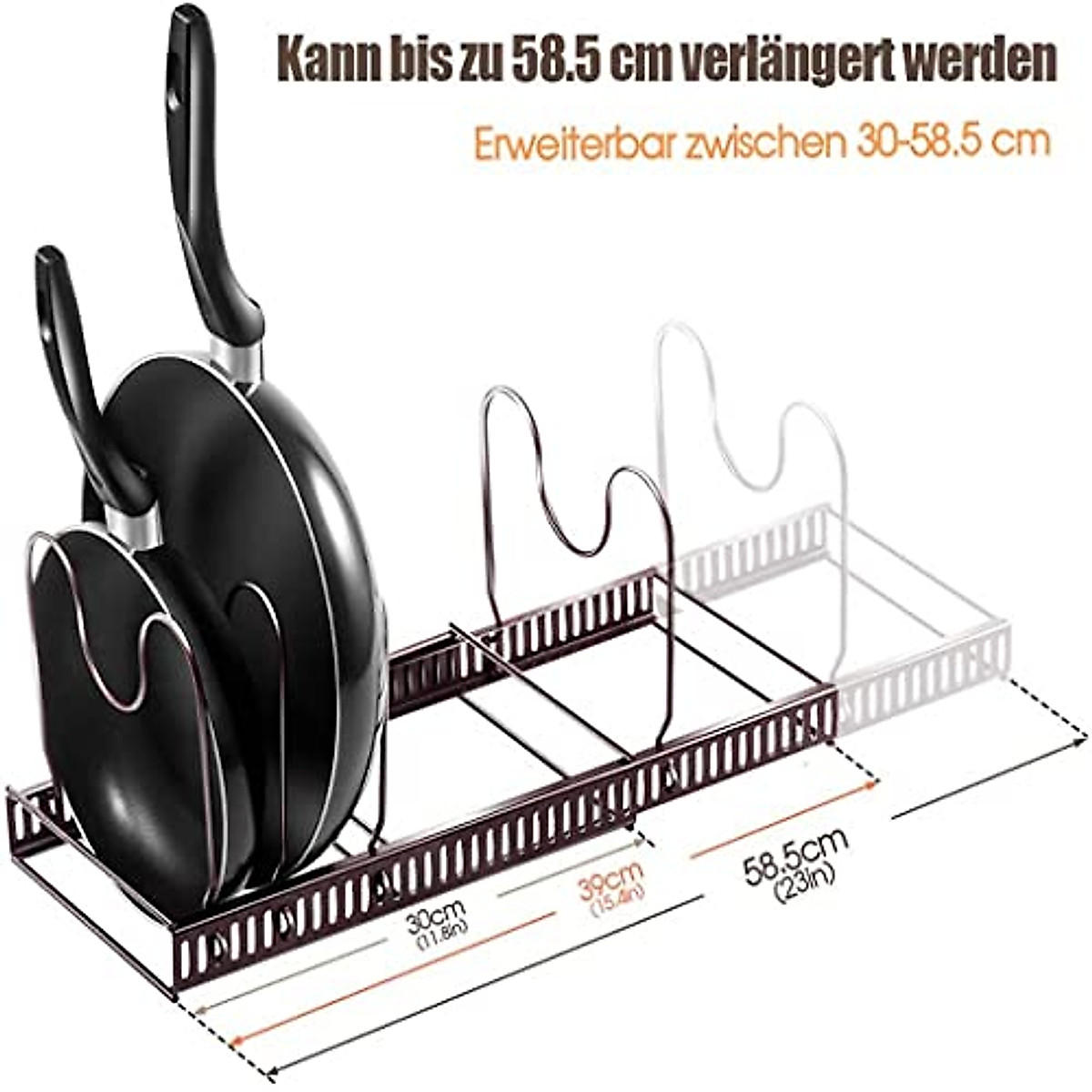 DOUBA 7 Tires Pan and Pot Lid Organizer Expandable Pan and Pot Organizer Rack Kitchen Cabinet Countertop Bakeware Lid Holder