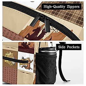 Custom Kid Backpack, Cowboy Western Life Personalized School Bookbag with Your Own Name, Customization Casual Bookbags for Student Girls Boys