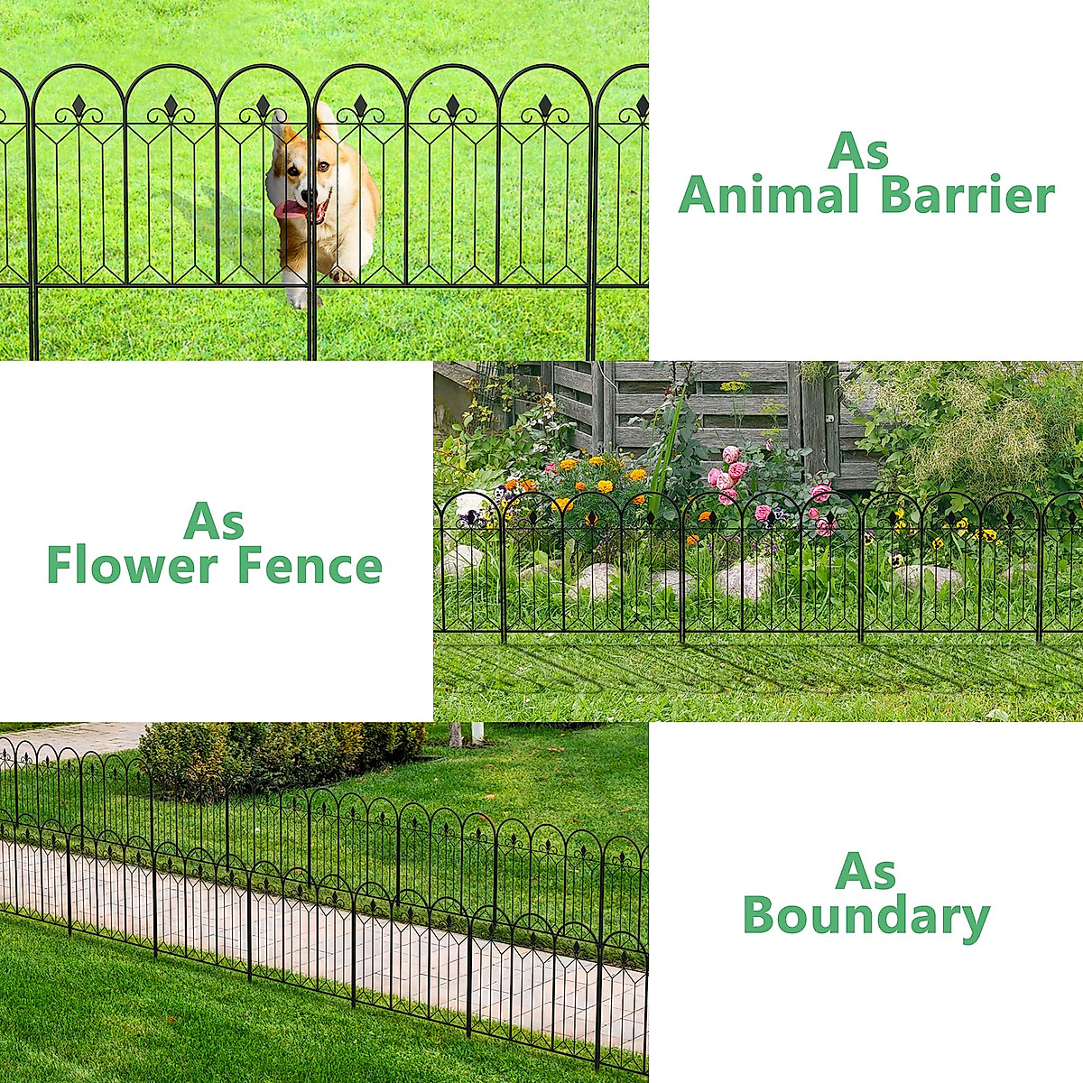 Mingyall Decorative Garden Fence, 10FT x 31.5IN Outdoor Metal Wire Border Panels, Iron Flower Bed Fencing Animal Barrier for Yard, Garden, Landscape Fences for Dogs, Black, 5 PCS