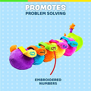 Buckle Toys - Bentley Caterpillar - Travel with Toddler Must Have Activity Toy - Fine Motor Skill Development - Counting and Color Recognition Stuffed Animal