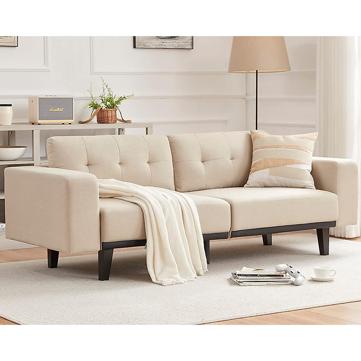 SOMEET 79''W Beige Sofas, Ivory