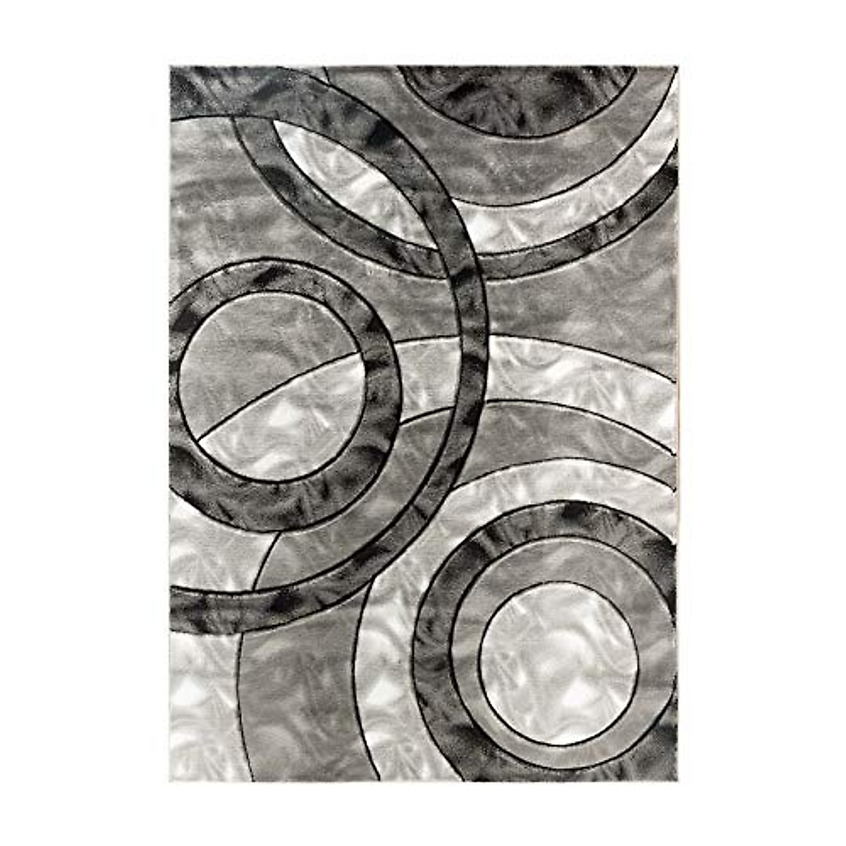 Glory Rugs Area Rug Modern 8x10 Grey Black Circles Geometry Soft Hand Carved Contemporary Floor Carpet Fluffy Texture for Indoor Living Dining Room and Bedroom Area