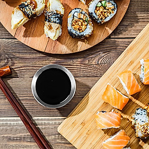 Amytalk 10 Pack 3.3inch Stainless Steel Sauce Dishes Mini Individual Saucers Bowl Round Seasoning Dishes Sushi Dipping Bowl Appetizer Plates, Sliver