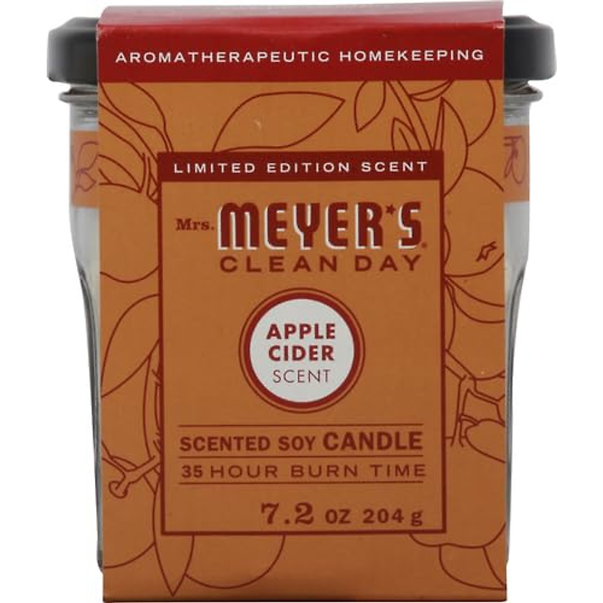 MRS. MEYER'S CLEAN DAY, Scented Soy Aromatherapy Candle, 35 Hour Burn Time, Made With Soy Wax And Essential Oils, Apple Cider, 7.2 Ounce