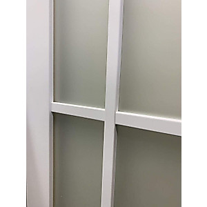 SARTODOORS Sliding French Double Pocket Doors 72 x 96 inches Frosted Glass 9 Lites| Felicia 3309 Matte White | Kit Trims Rail Hardware | Solid Wood Interior Bedroom Sturdy Doors