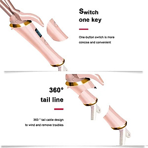 ADTZYLD Curling Iron Curling Wand, Mini Hair Curler for Short Long Hair Crimper 9mm Ceramic Barrel Tight Curls LCD Temperature Display (0.35 Inches)