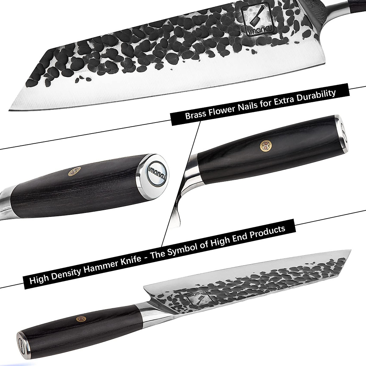 imarku Chef Knife Japanese Forged Knife 7.5 Inch High Carbon German Stainless Steel Meat Cleaver Knife Kitchen Kiritsuke Knife for Home and Restaurant Christmas Gift for Men and Women