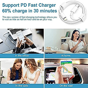 iPhone Fast Charger, USB C Fast Charger 20W PD Fast Adapter Type C Power Wall Charger with Cable Compatible iPhone 14/14 Pro Max/13/13Pro/12/12 Mini/12 Pro/12 Pro Max/11/11 Pro Max/Xs Max/XR/X,iPad