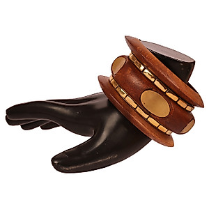 Touchstone New Indian Masterly Handcrafted Natural Crafted Wood and Brass Fine Workmanship Designer Jewelry Style Statement Bracelets Bangle Set for Women.