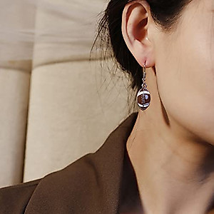 RUOFFETA Sport Ball Dangle Earrings, Football Earrings, Basketball Earrings Soccer Volleyball Baseball Earrings for Women Fan Gift(Football Coffee)