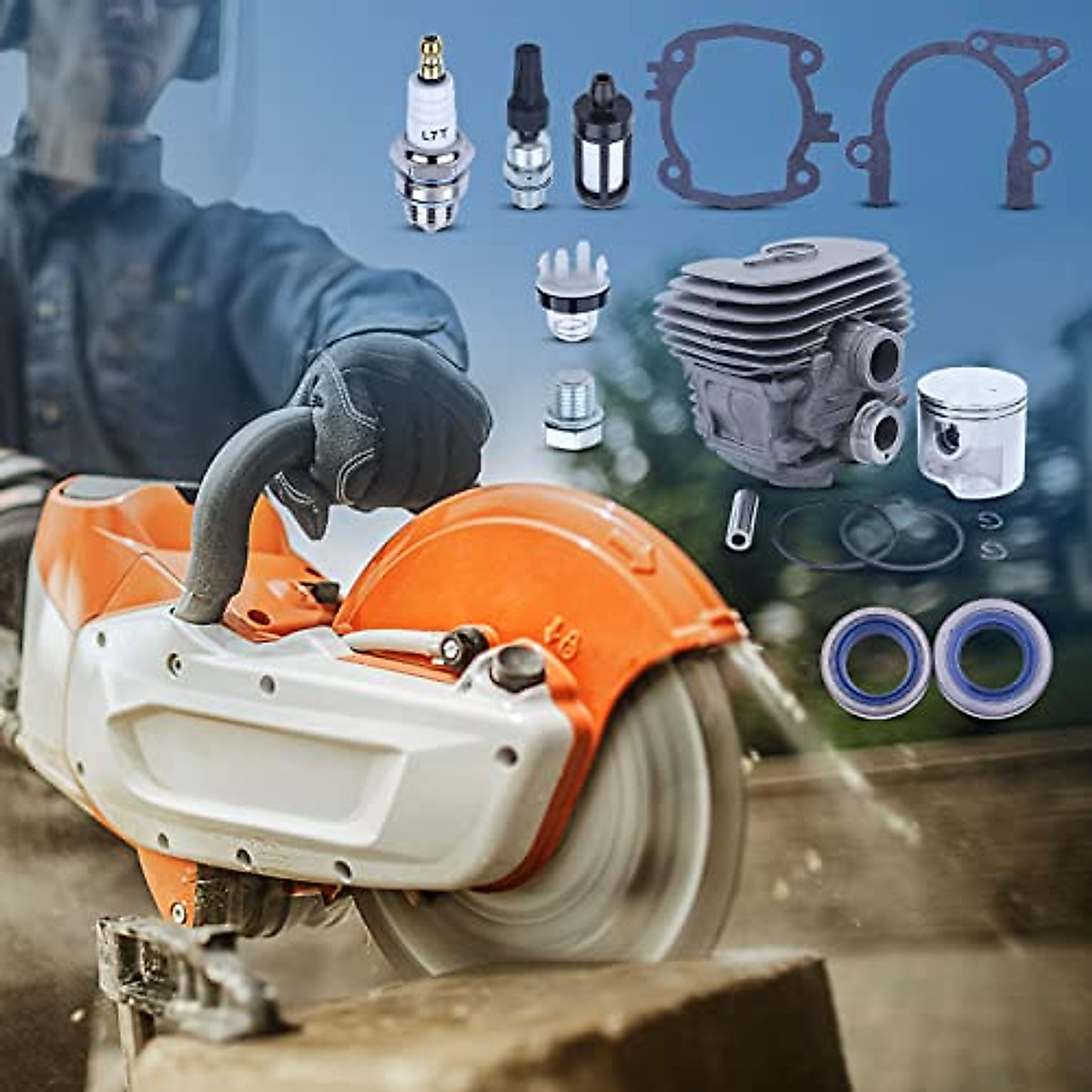 AUMEL 50mm Cylinder Piston Gaskets Kit for Stihl TS410 TS420 TS 410 420 Cut-Off Saw Replace 4238 020 1202.