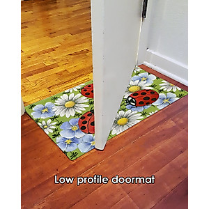 Toland Home Garden 800209 Flowers and Ladybugs Spring Door Mat 18x30 Inch Summer Outdoor Doormat for Entryway Indoor Entrance