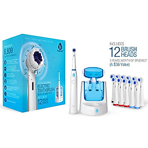 Pursonic RET200 Power Rechargeable Electric Toothbrush With UV Sanitizing Function, 12 Brush Heads Included