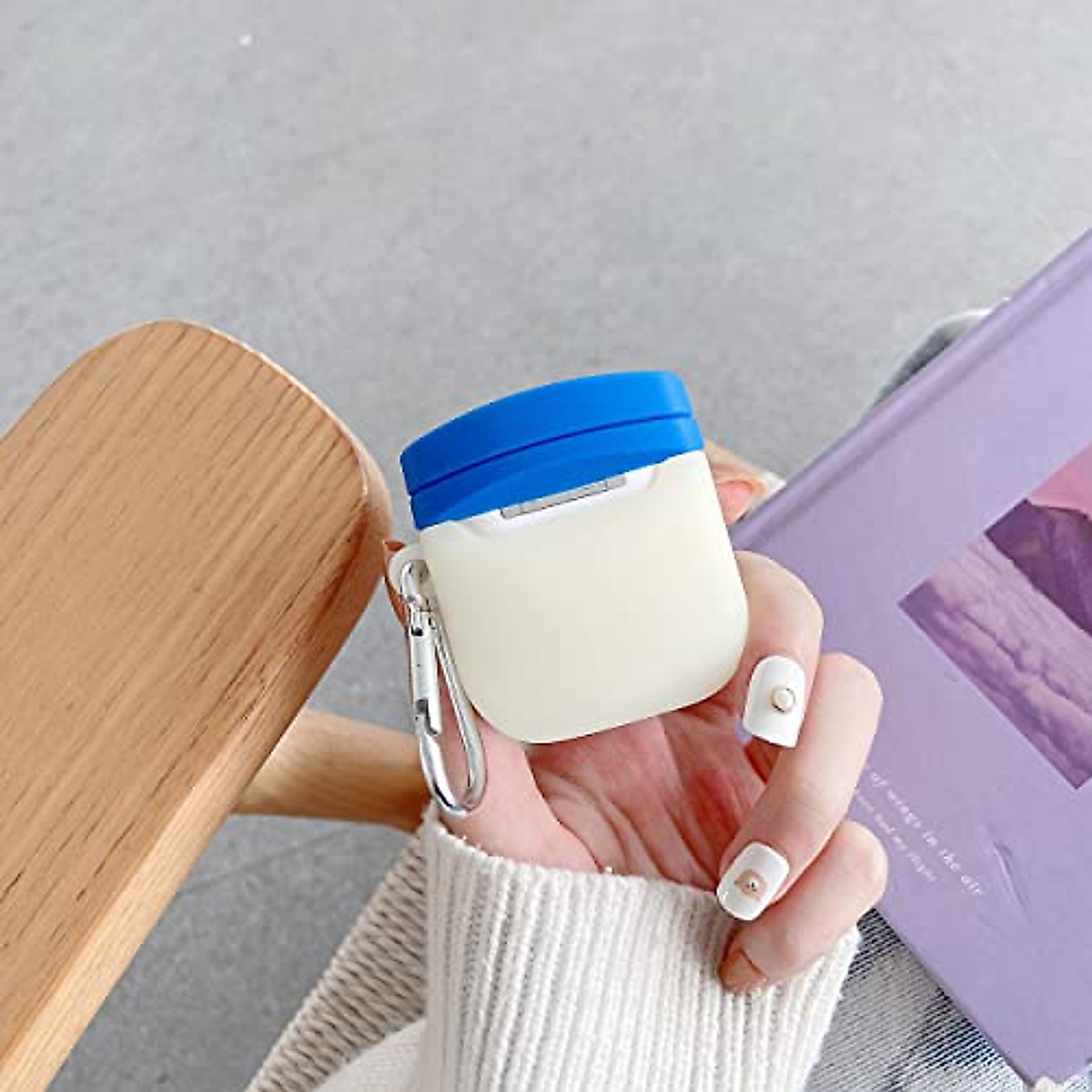 Compatible with Airpod Case Cute,3D Cartoon Cute Design Silicone for Airpod 1/2 Case for Kids/Girls/Teens Boys (Skin Cream Blue)