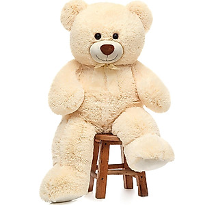 MorisMos Giant Teddy Bear Stuffed Animal 3 ft,36 in Large Teddy Bear,Big Teddy Bear for Baby Shower Decor,Soft Stuffed Bear Plush Toy for Kid Birthday Christmas Girlfriend Valentines Gift,Beige/Cream