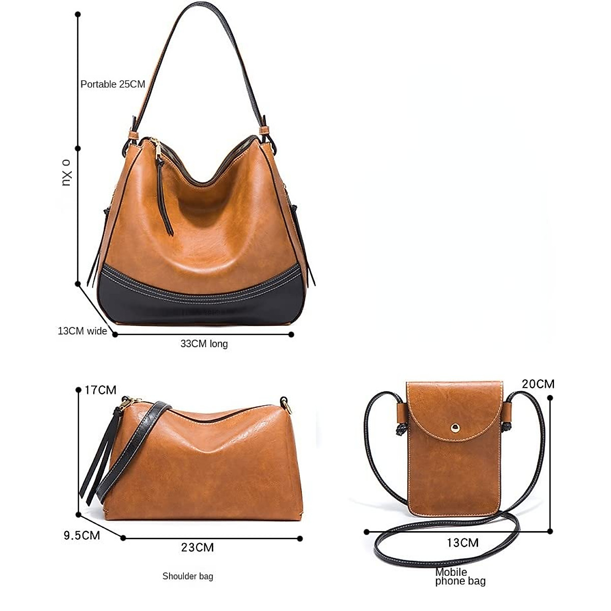 Women Fashion Handbags Wallet Tote Bag Shoulder Bag Top Handle Satchel Purse Set 4pcs bags for women (brown)