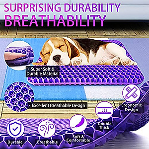 Purple Gel Seat Cushion, Double Purple Gel Seat Cushion with Non-Slip Cover for Long Sitting, Cold Gel Seat Cushion for Office Chair Car Wheelchair Accessories, Help with Sciatica & Relief Back Pain