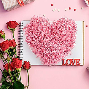 3 Bags Valentine’s Crinkle Cut Papers Shred Filler Pink Raffia Paper Shreds Pink Tissue Paper Shred Craft Paper for Basket Filling Present Wrapping Wedding Bridal Party Supplies