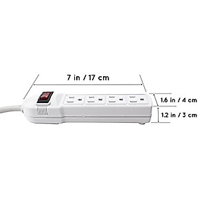J.VOLT 4 Outlet Power Strip, 15A 125V 1875W, 90 Joules, 20-Inch Short Cord with Angled Plug, Small Power Strip Surge Protector, ETL Listed White