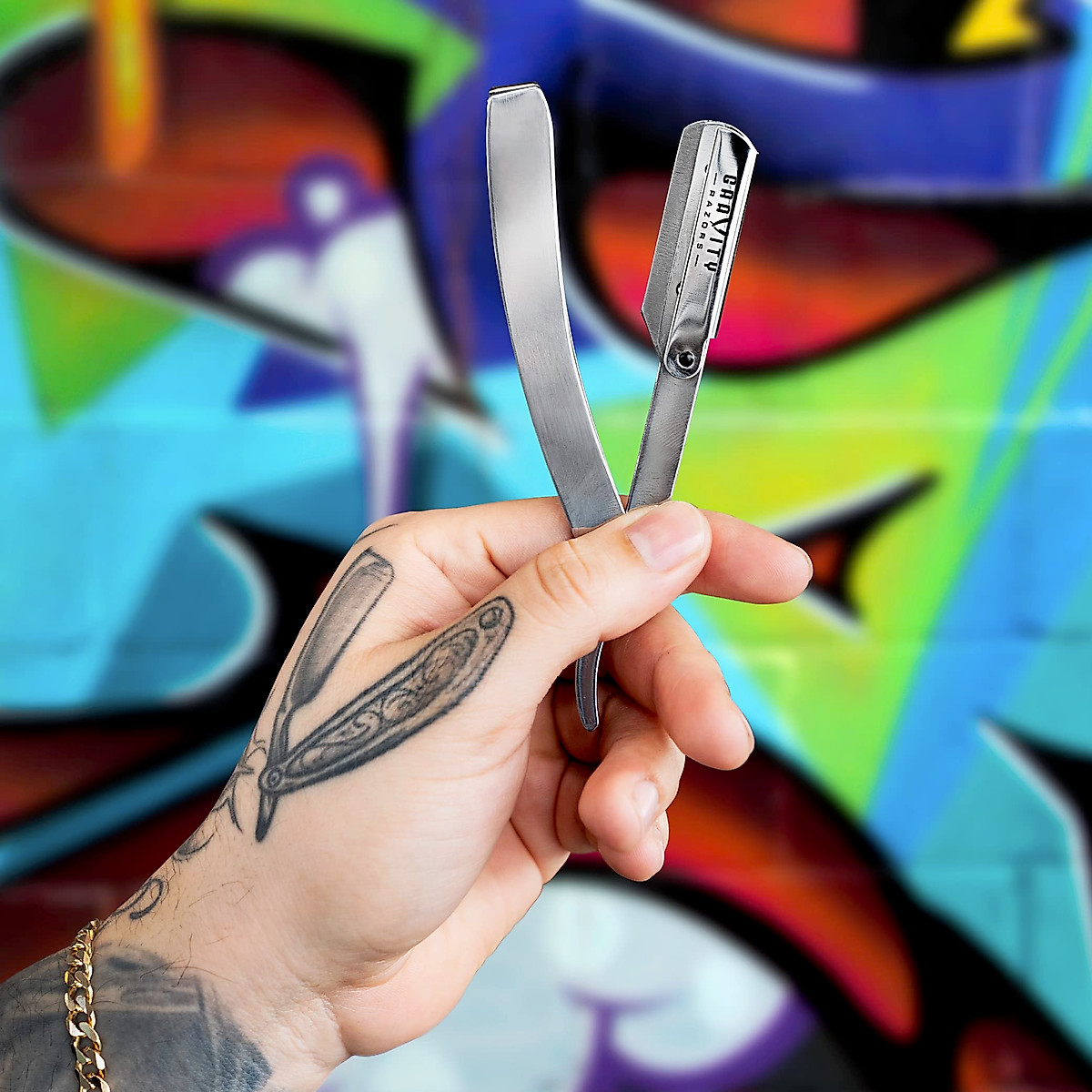 Professional Straight Razor - Minimal Exposure Straight Razor Kit with 10 Gravity Premium Blades, 5mm Exposed (Chicago)