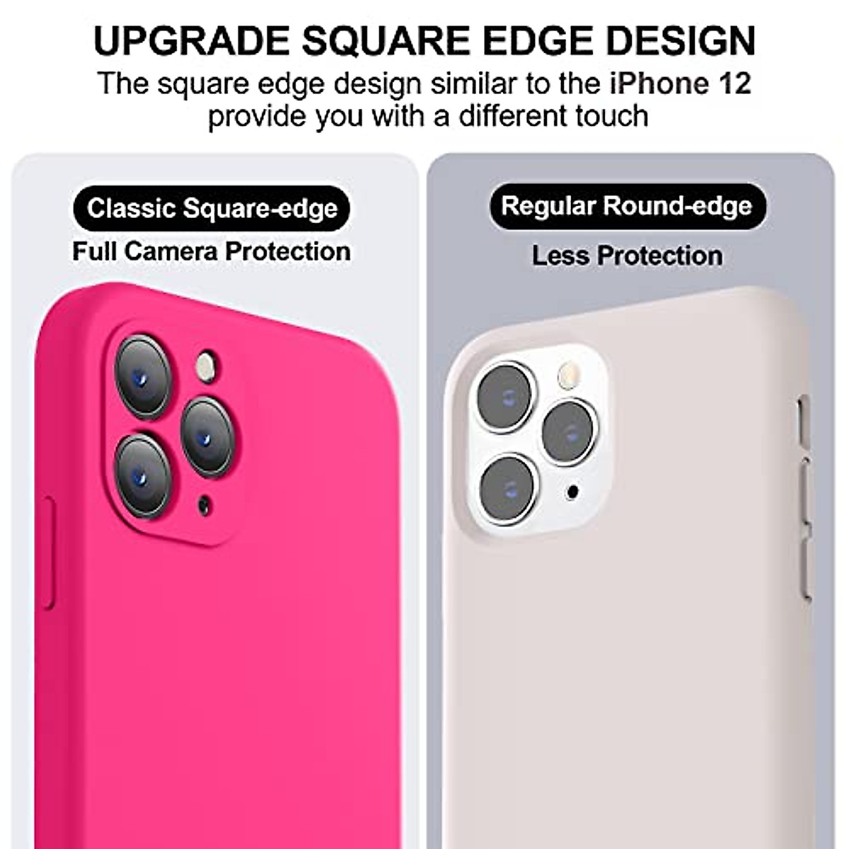 Vooii Compatible with iPhone 11 Pro Case, Upgraded Liquid Silicone with [Square Edges] [Camera Protection] [Soft Anti-Scratch Microfiber Lining] Phone Case for iPhone 11 Pro 5.8 inch - Hot Pink