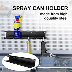 Fepinc 2 Pack 5 Hole Spray Can Organizer Can Holder, 17in Metal Spray Can Holder Rack Wall Mount Tool Shelf Organizer for Workshop, Shed, Garage, Home (2)