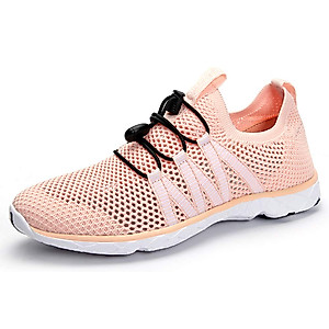 SUOKENI Women's Quick Drying Slip On Water Shoes for Beach or Water Sports Orange Pink,Size:US 7.5/EU 38